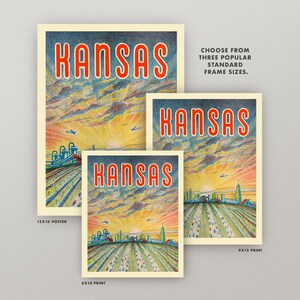 Vintage Kansas Print • Kansas Poster • Kansas Wall Art • 4 Sizes! 8X10 ...
