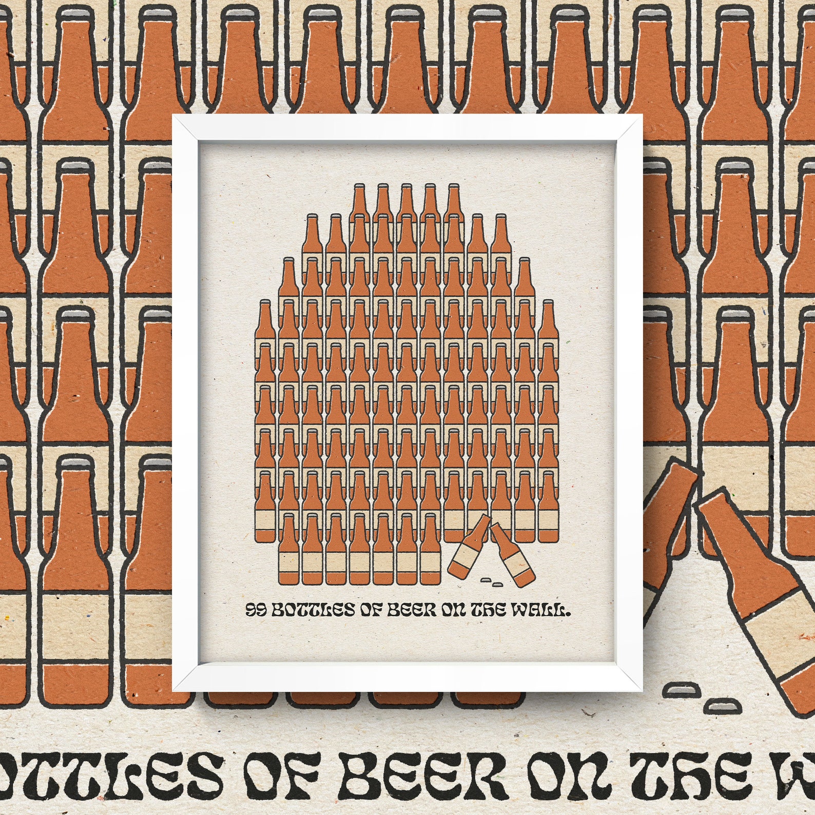 99 Bottles of Beer on the Wall Print Beer Bar Art Choose | Etsy