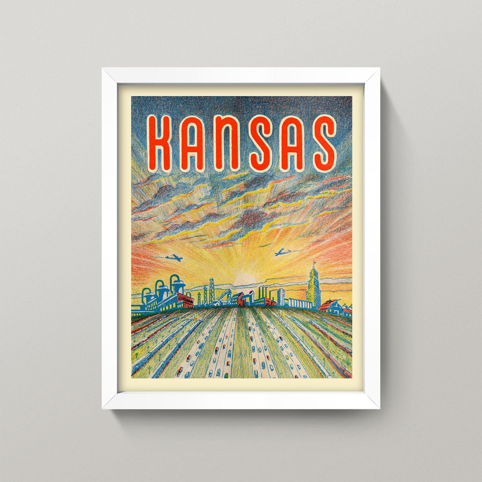 Vintage Kansas Print Kansas Poster Kansas Wall Art 4 | Etsy