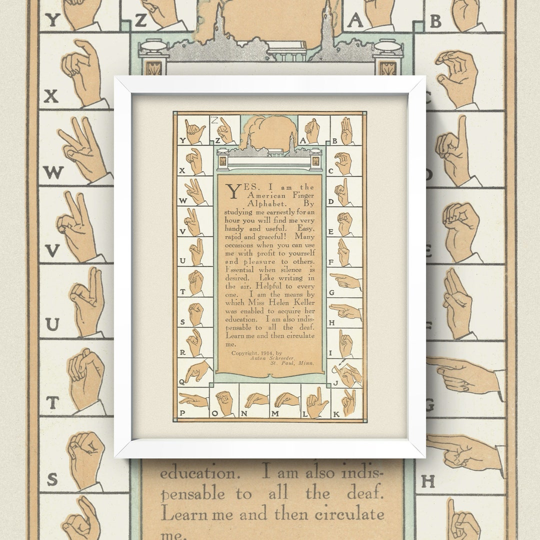 Sign Language Print • Gorgeous Antique Sign Language Chart • Vintage ...