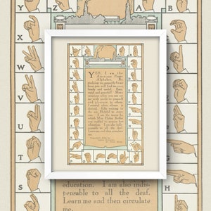 Sign Language Print • Gorgeous Antique Sign Language Chart • Vintage ...