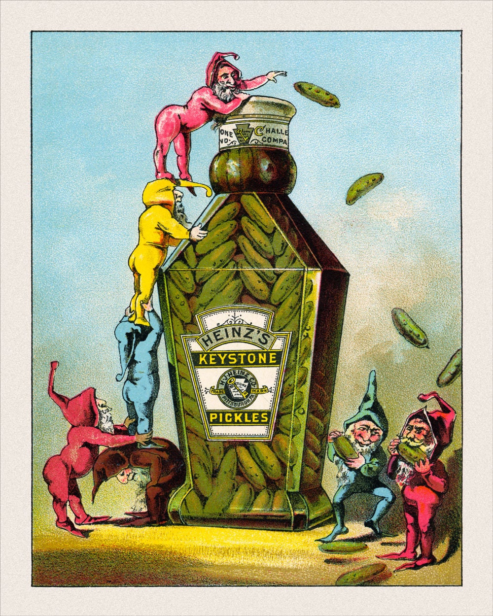 Vintage Heinz Pickle Ad Print • Mischievous Gnome Poster • Fantasy ...