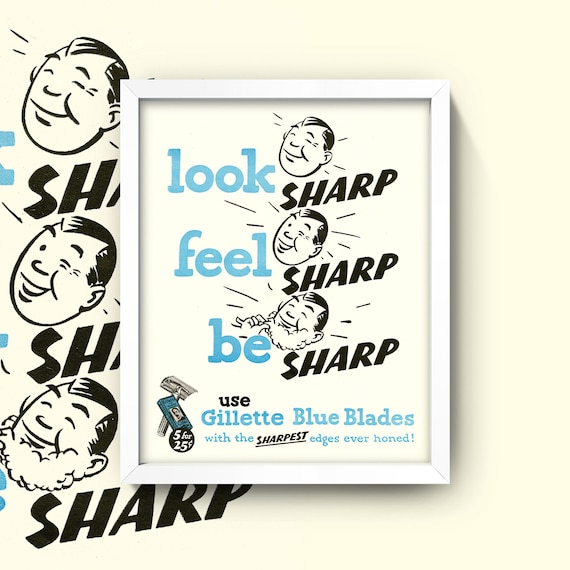 Mens Bathroom Print Retro Mens Razor Shave Ad Print 4 - Etsy