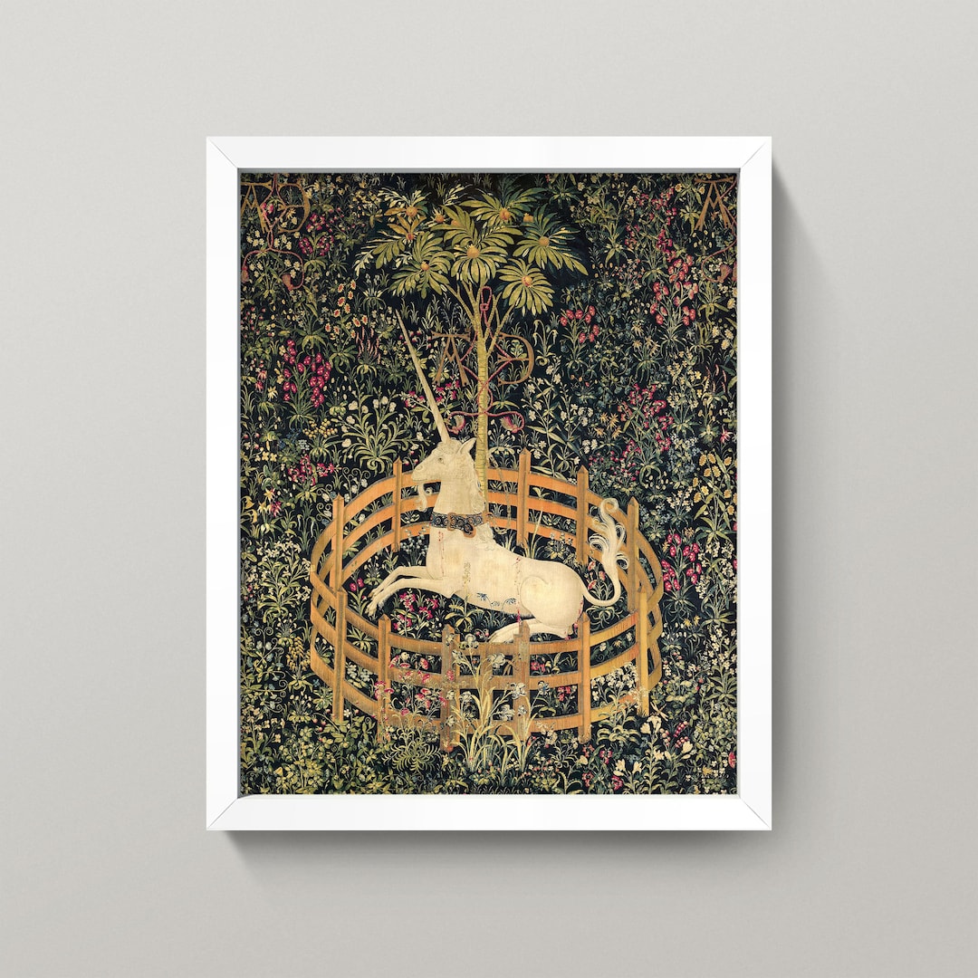 Antique Unicorn Painting • 3 Sizes! • Vintage Tapestry of a Medieval ...