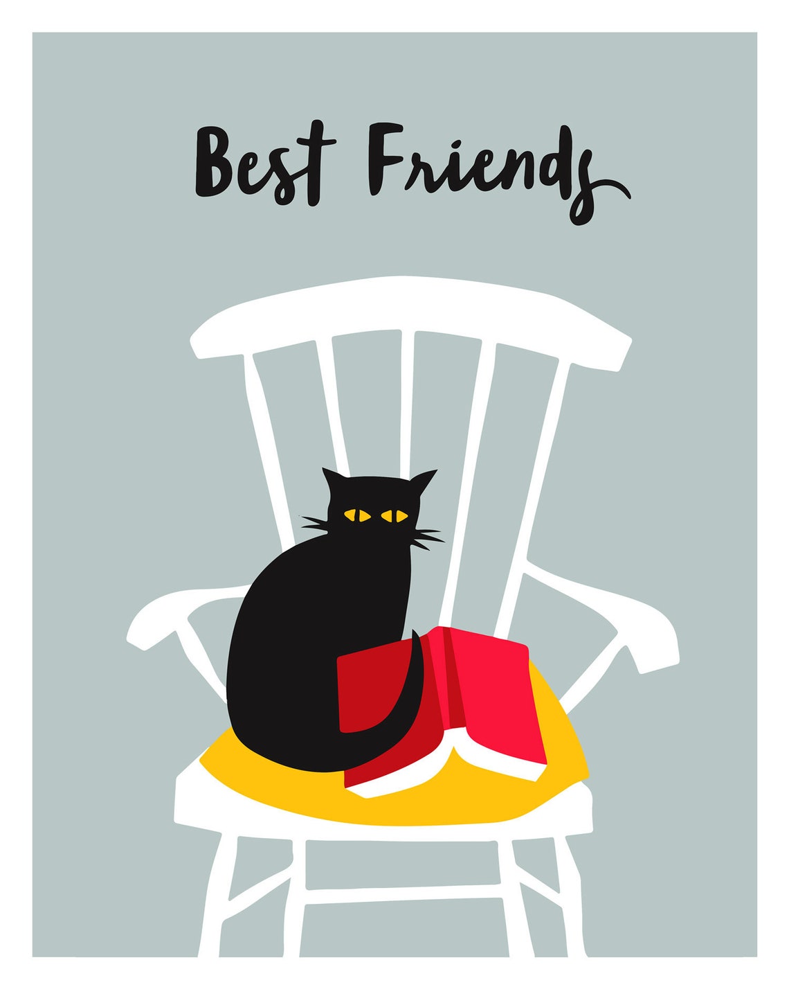 Cat and Book Wall Art Best Friends 8x10 Print High - Etsy