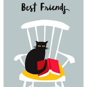 Cat and Book Wall Art • Best Friends • 8x10 Print • High Quality Giclee ...