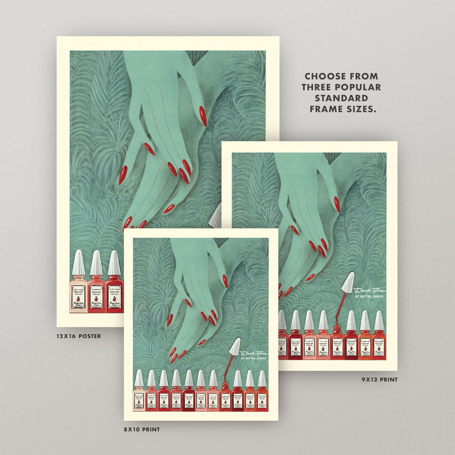 Vintage Nail Polish Ad Print • 1930s Bathroom Art • 4 Sizes! • Red Nail ...