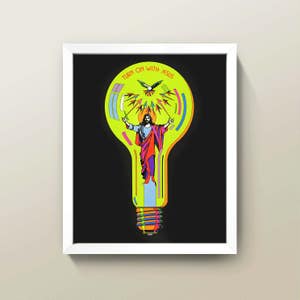 Groovy Jesus Light Bulb Print • Wall Art • High Quality Giclée Print - Etsy