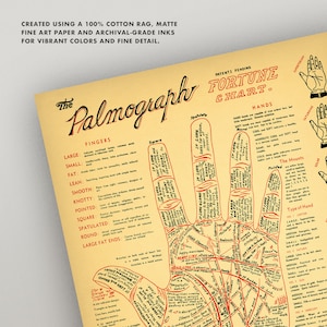 Vintage Palmistry Chart • 5 Sizes! • Fortune Telling Cheiromancy Occult ...