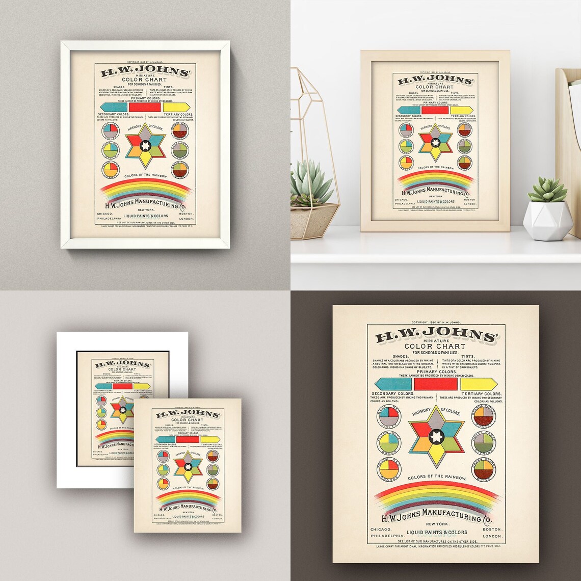 Antique Color Paint Chart Print Vintage Color Pigment Chart | Etsy