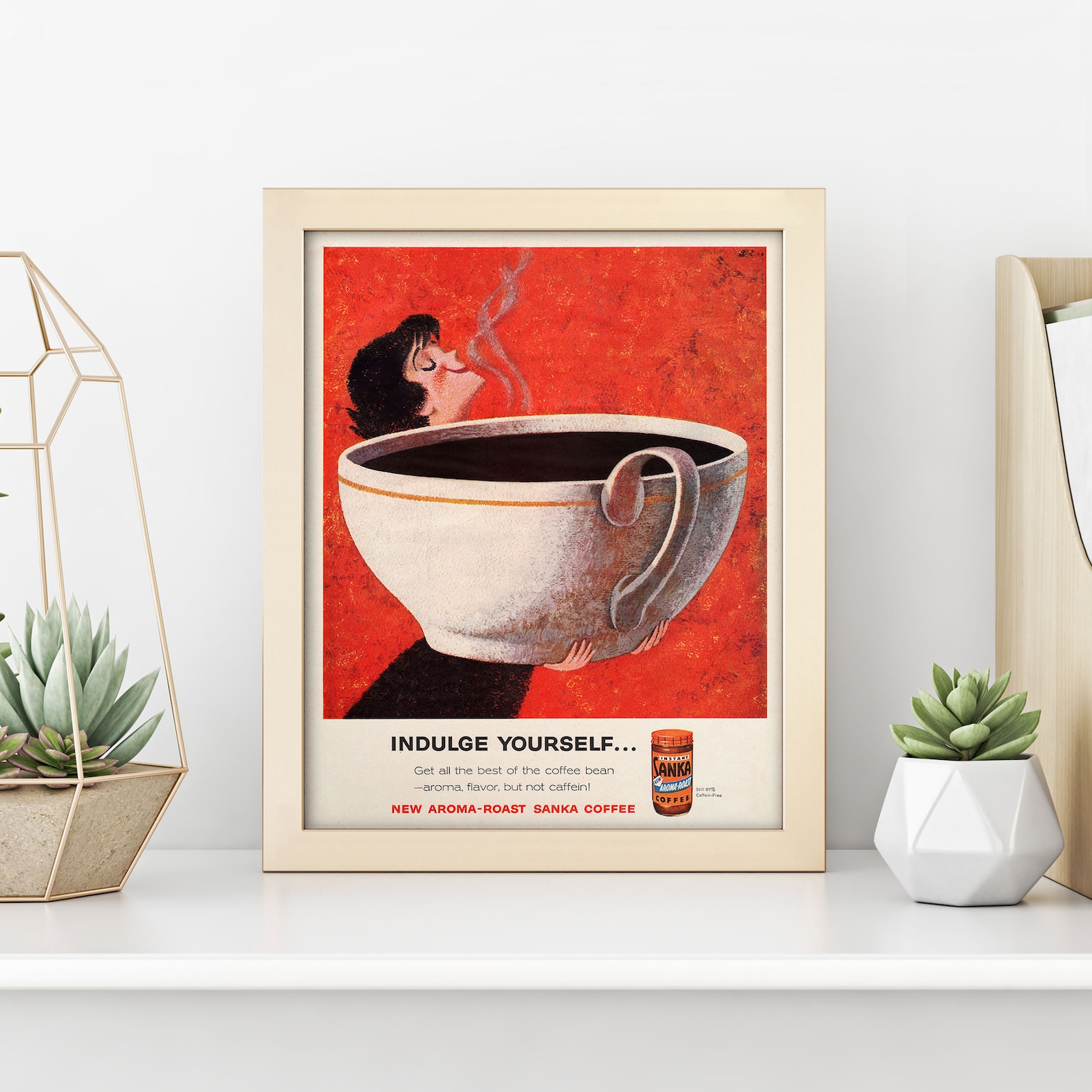 Coffee Print or Poster Retro Coffee Kitchen Art 4 Sizes Giant Cup of ...