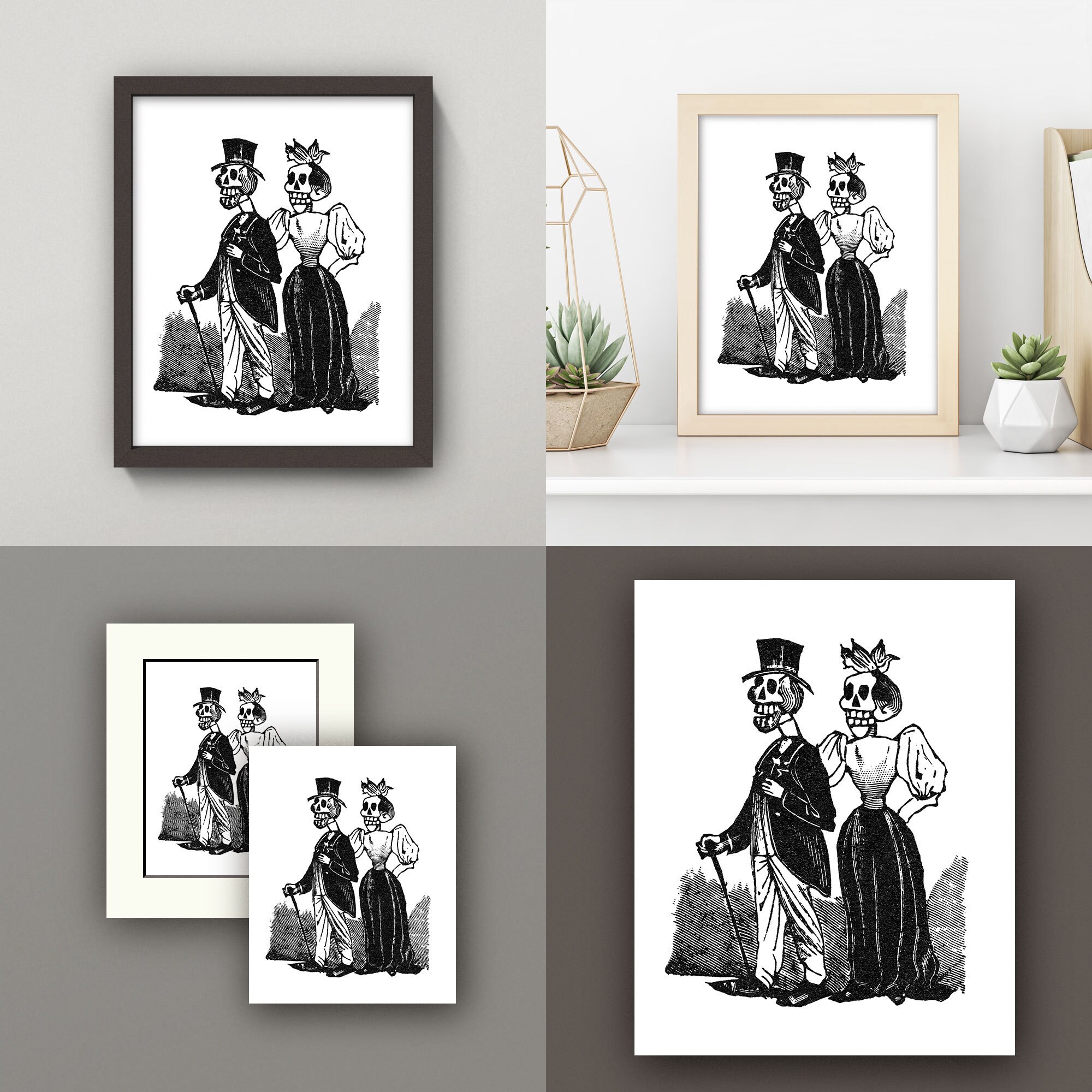 Skeleton Marriage Print Vintage Mexican Skeleton Woodcut 3 | Etsy