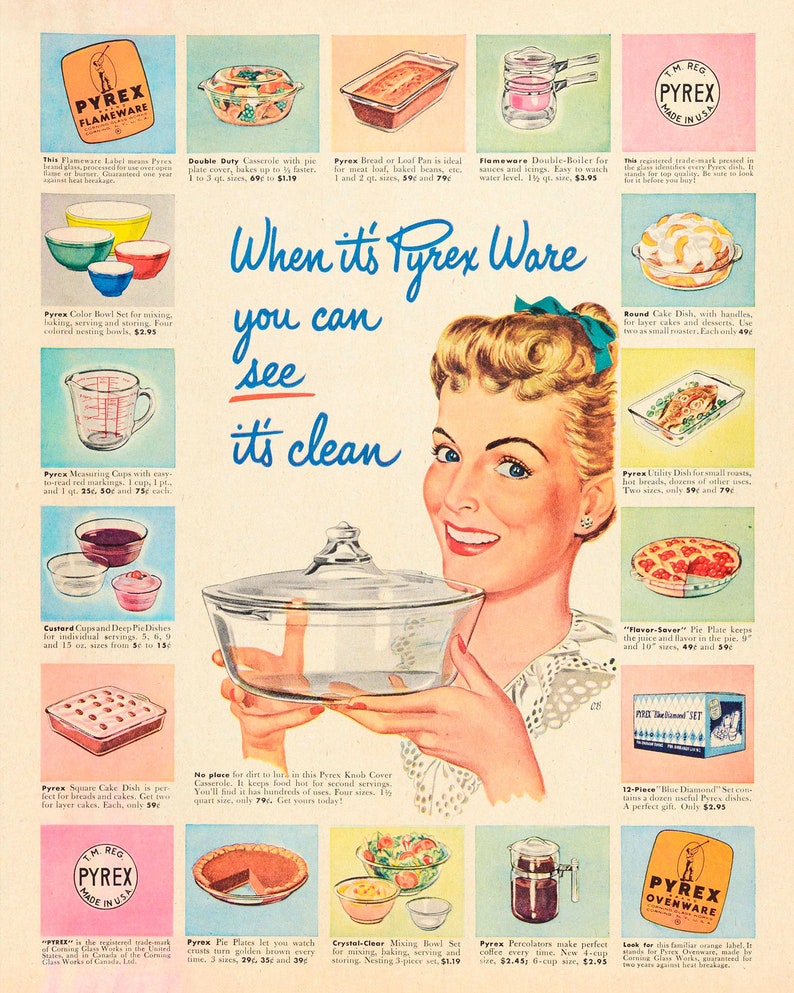 Vintage Cookware Ad • 8x10 Print • 1940s / 1950s Kitchen Wall Art ...