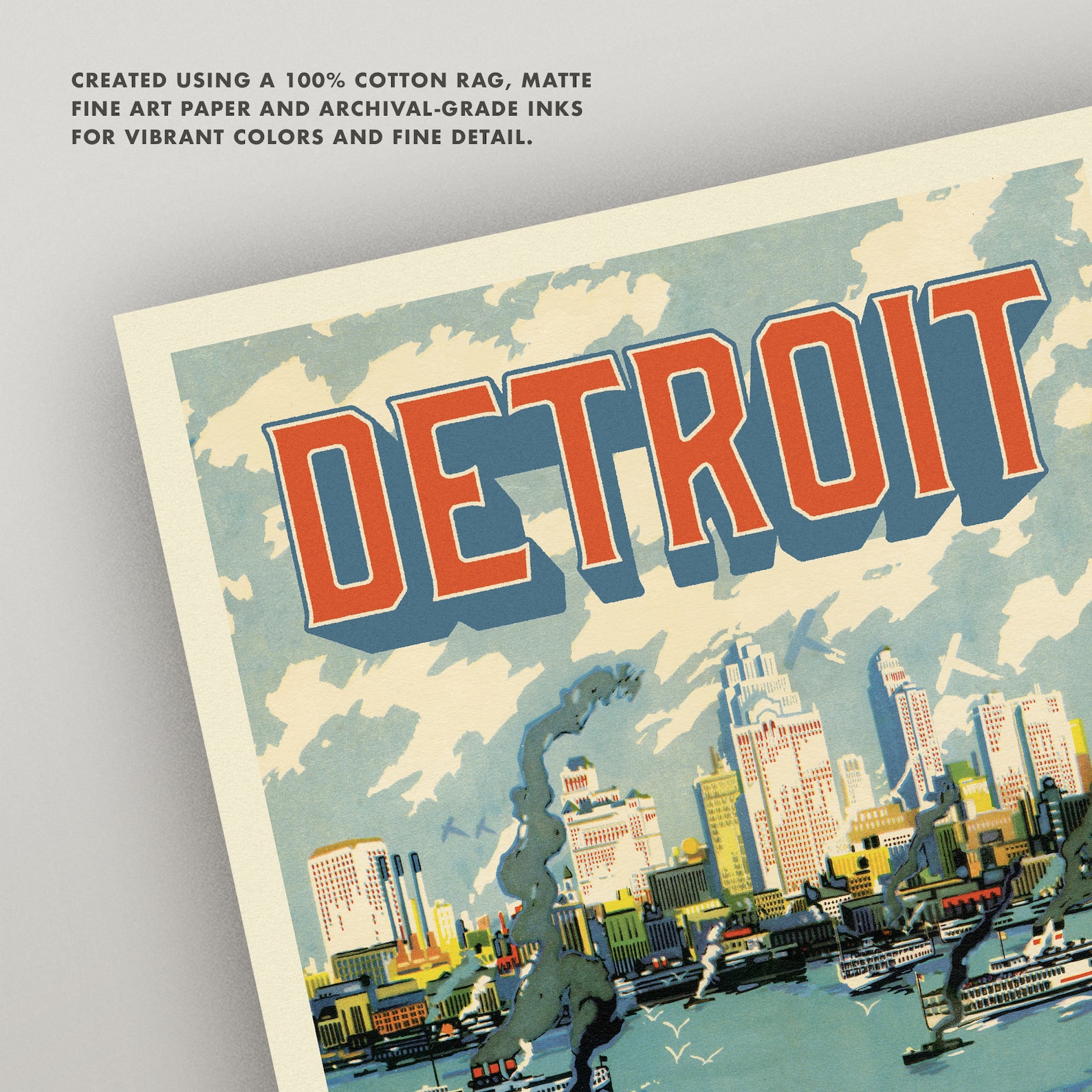 Vintage Detroit Travel Poster Detroit Print 5 Sizes - Etsy