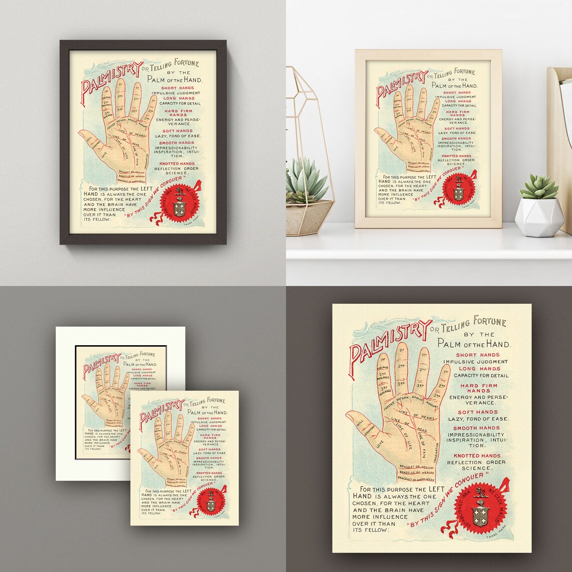 Palmistry Print Vintage Palmistry Fortune Telling Wall Art | Etsy
