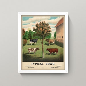 Typical Cows Print or Poster • Vintage Farm Wall Art • 5 Sizes ...