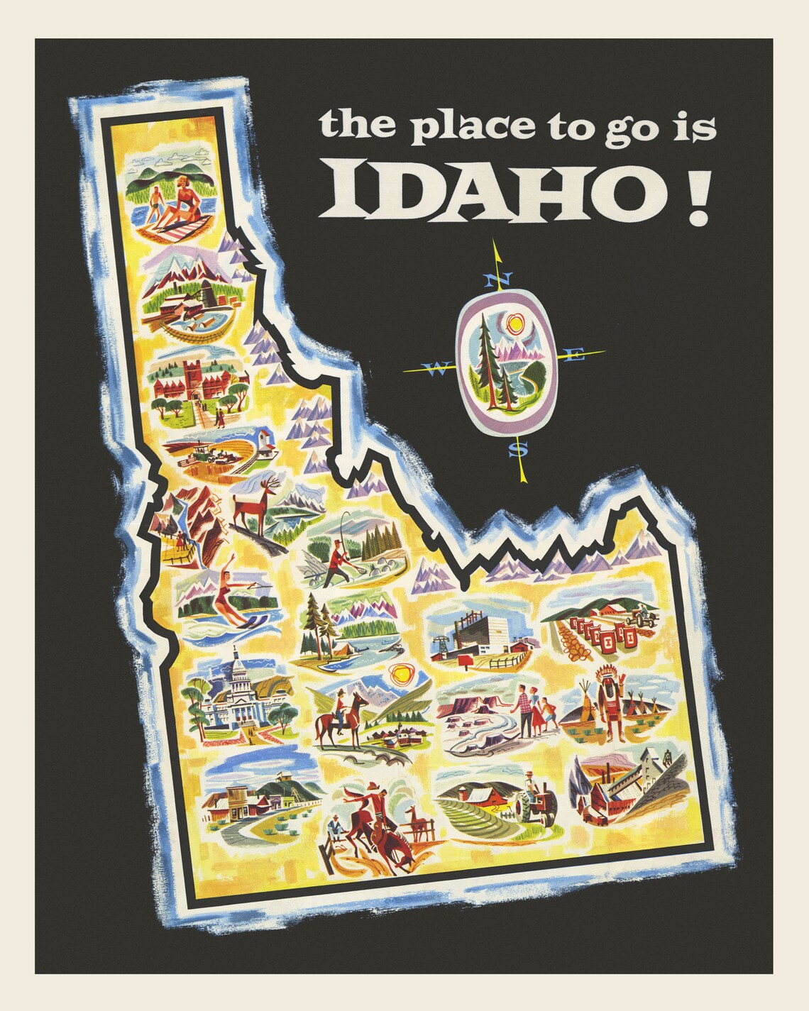 Idaho Print Vintage Idaho Travel Poster 4 Sizes Retro | Etsy
