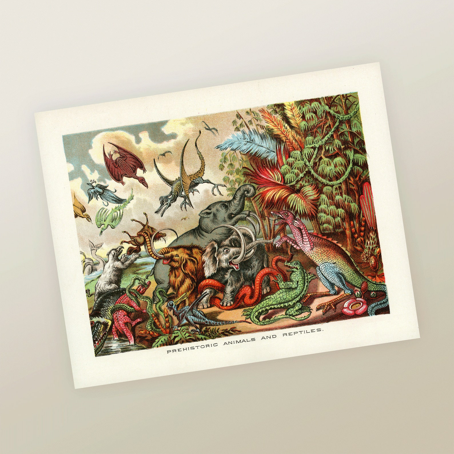 Vintage Dinosaurs Poster Prehistoric Animals & Reptiles - Etsy