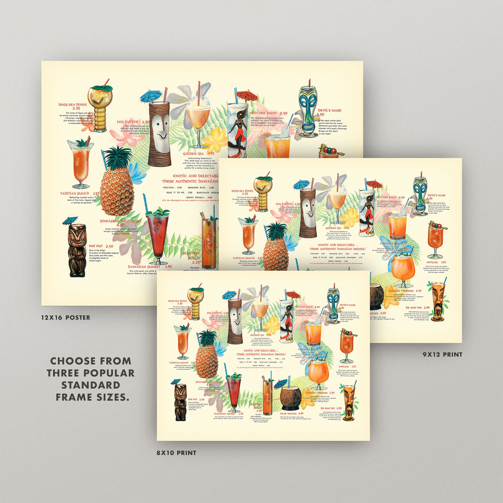 Vintage Tiki Cocktails Print Tiki Menu Bar Art Vintage - Etsy Australia