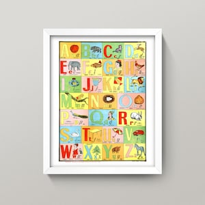 Vintage Alphabet Print • Hindi English Alphabet Chart • 4 Sizes ...