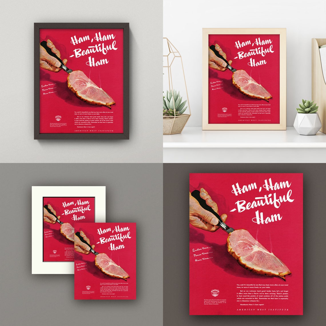 Ham Print Vintage Ham Ad 4 Sizes Fun Retro Art for a - Etsy