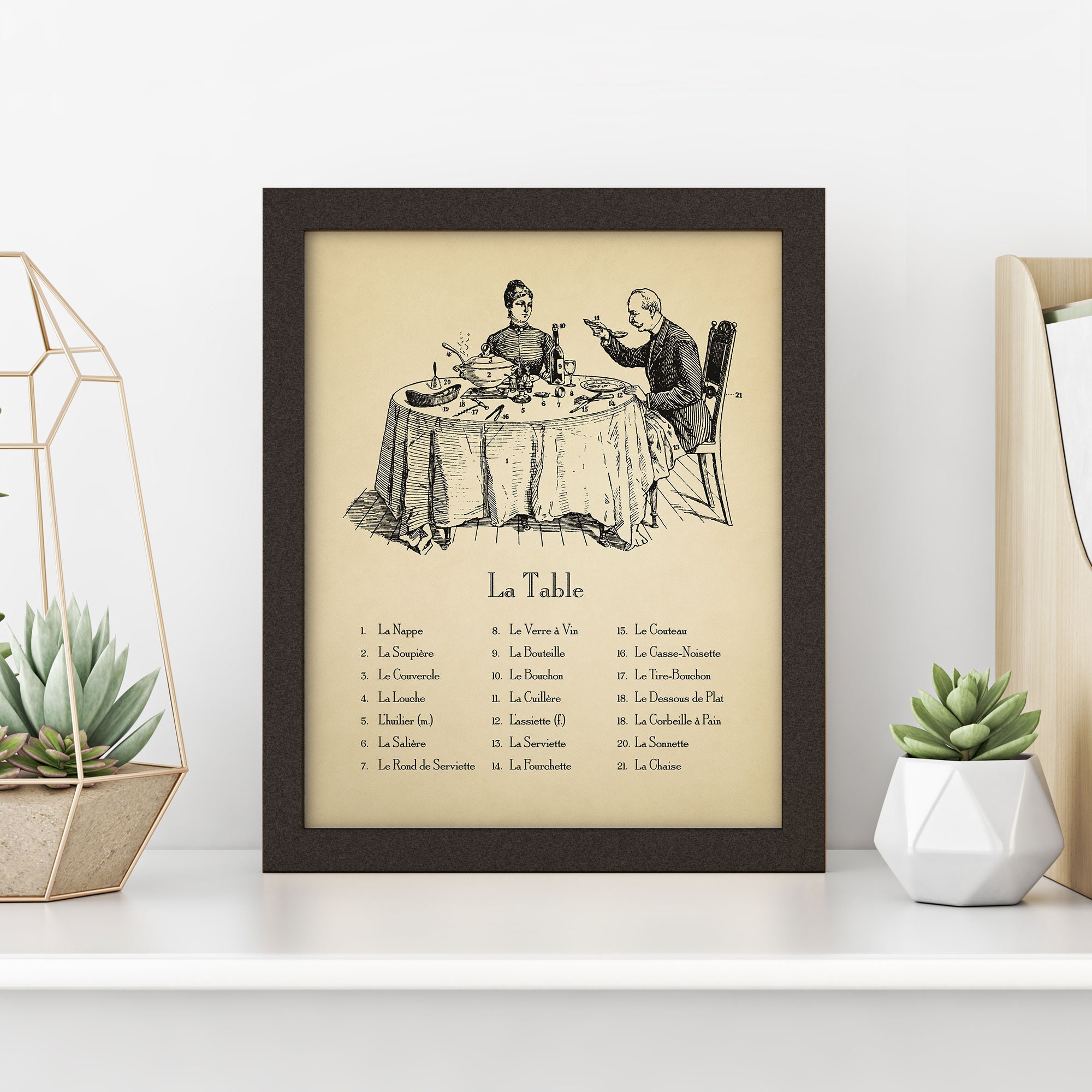 Antique Kitchen Table Print • French La Table Diagram • Mermaids Wall ...