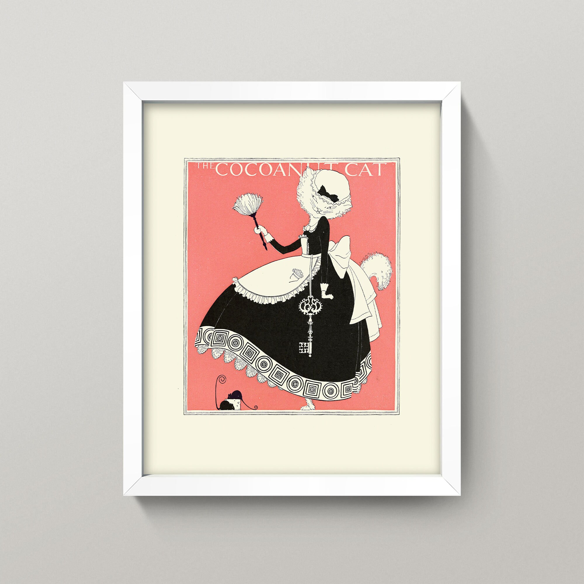 Coconut Cat Print Vintage Cat Wall Art 3 Sizes Pink Cat | Etsy