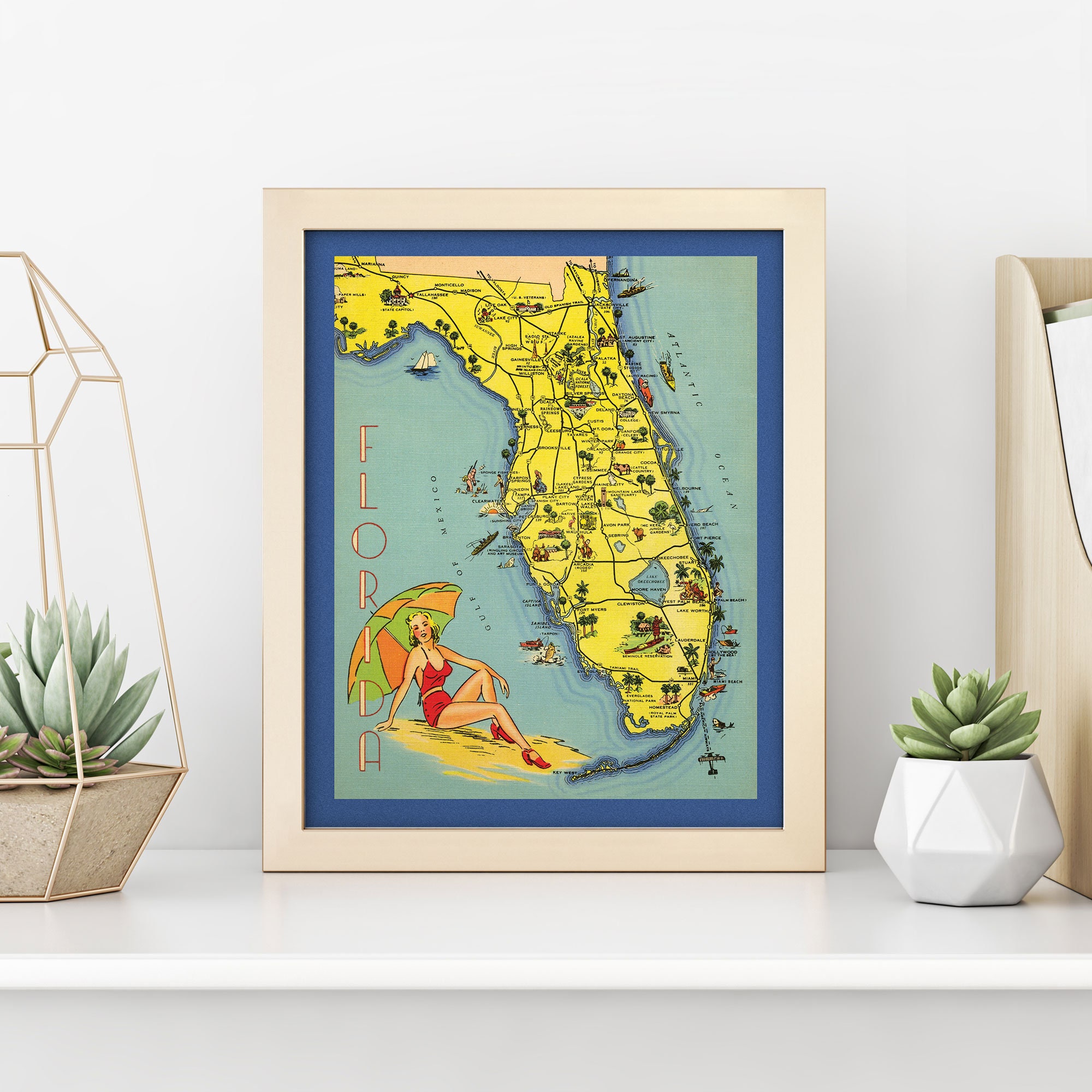 Vintage Florida Print Retro Florida Poster 4 Sizes | Etsy