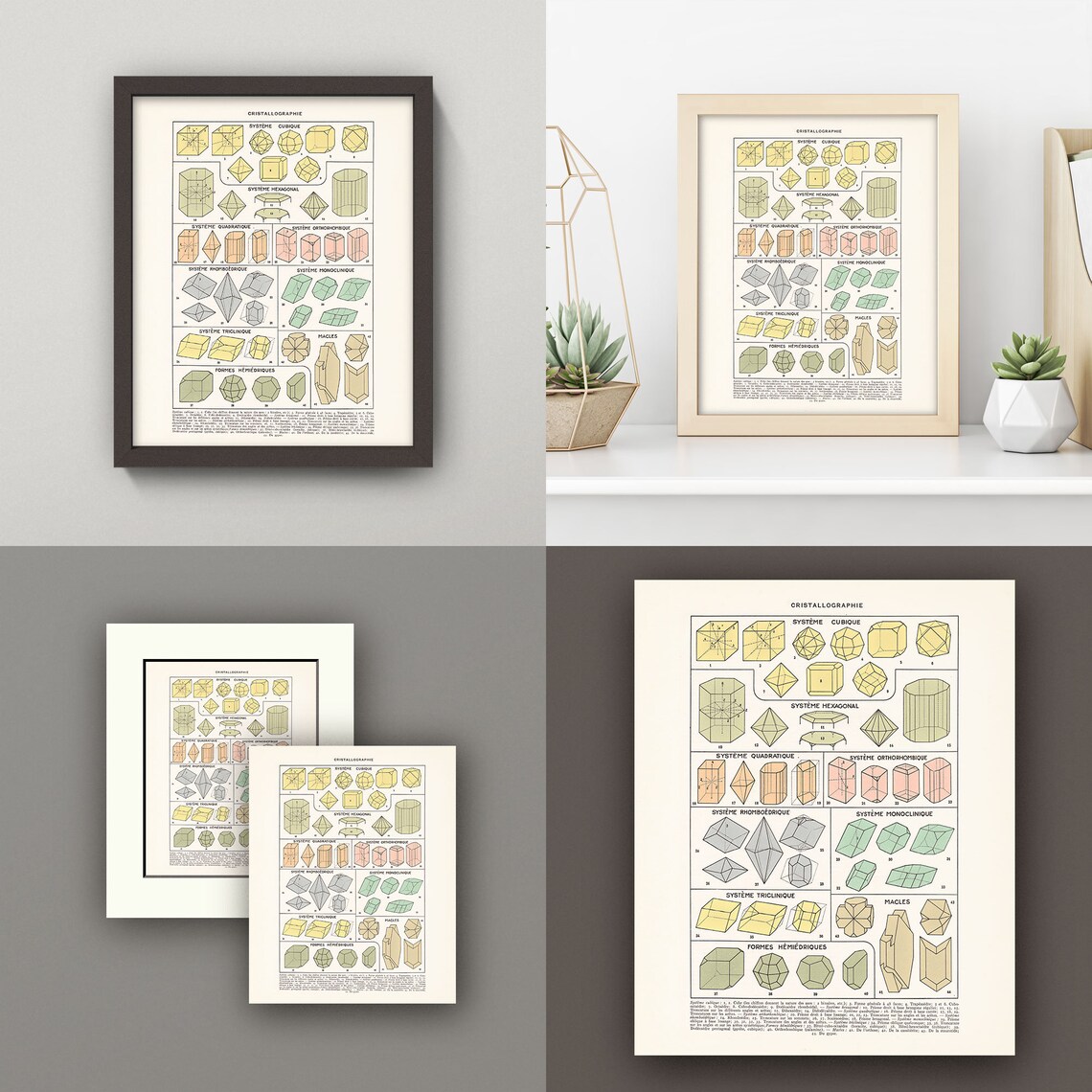 Vintage Crystals Print Crystals Poster 4 Sizes Antique | Etsy