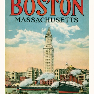 Vintage Boston Travel Poster • Antique Boston Print • 5 Sizes! • Boston ...
