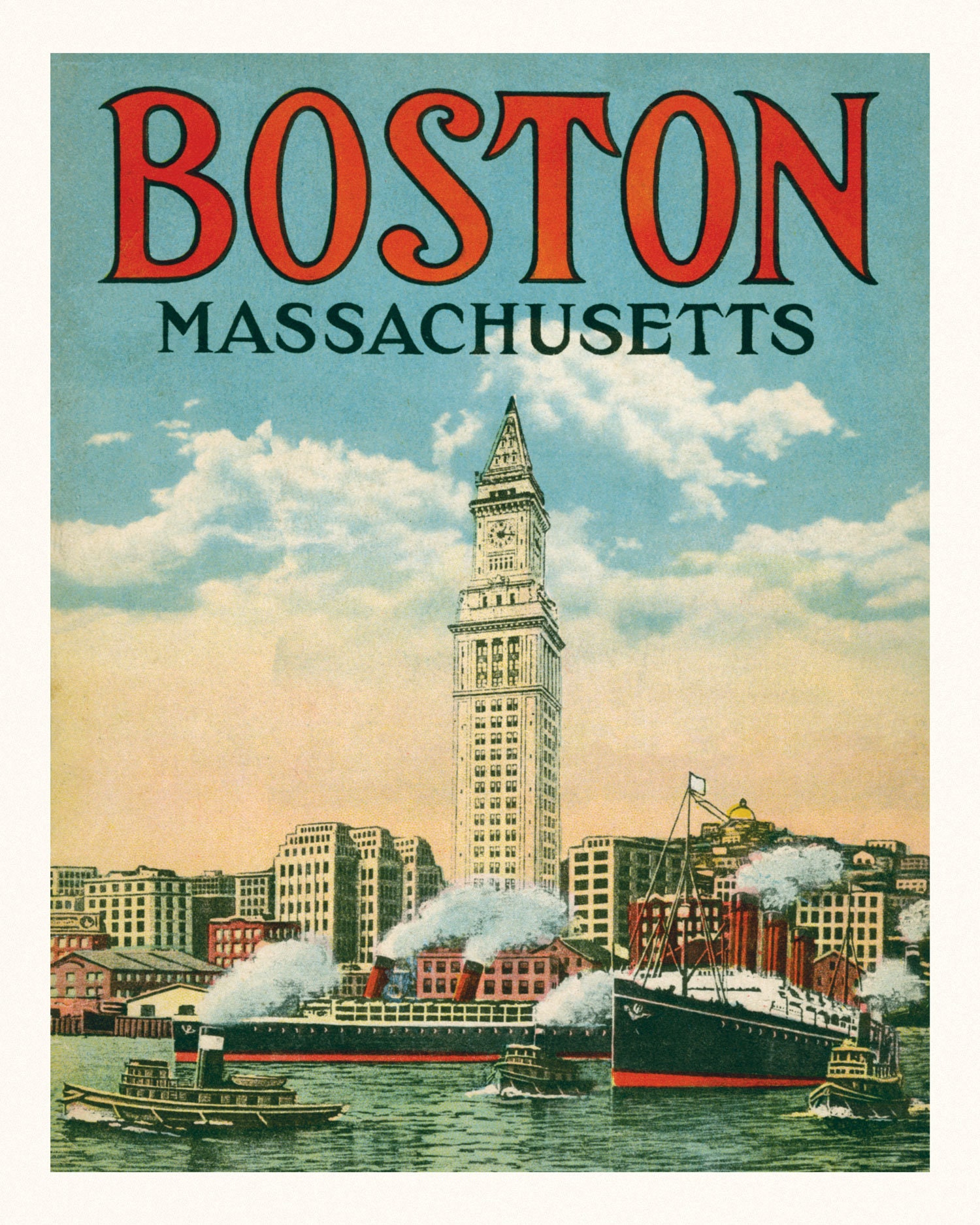 Vintage Boston Travel Poster Antique Boston Print 5 Sizes | Etsy