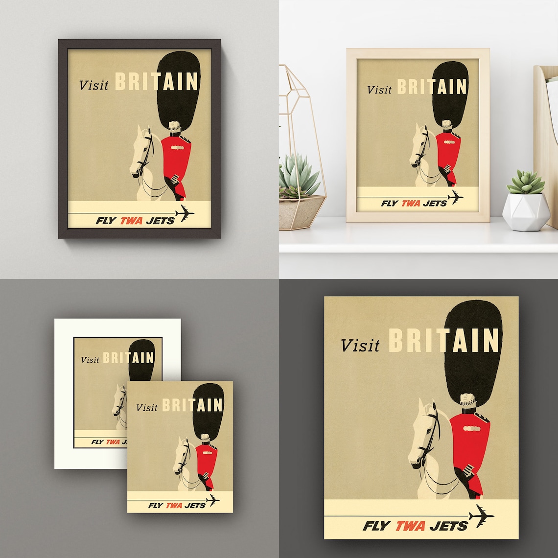 Great Britain Poster Wall Art 4 Sizes Vintage TWA Travel | Etsy