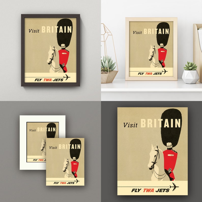Great Britain Poster Wall Art 4 Sizes Vintage TWA Travel - Etsy