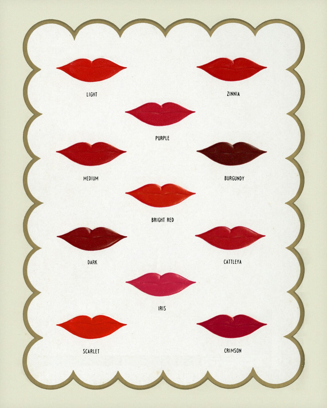 Vintage Lipstick Chart 8x10 Print High Quality Giclée - Etsy