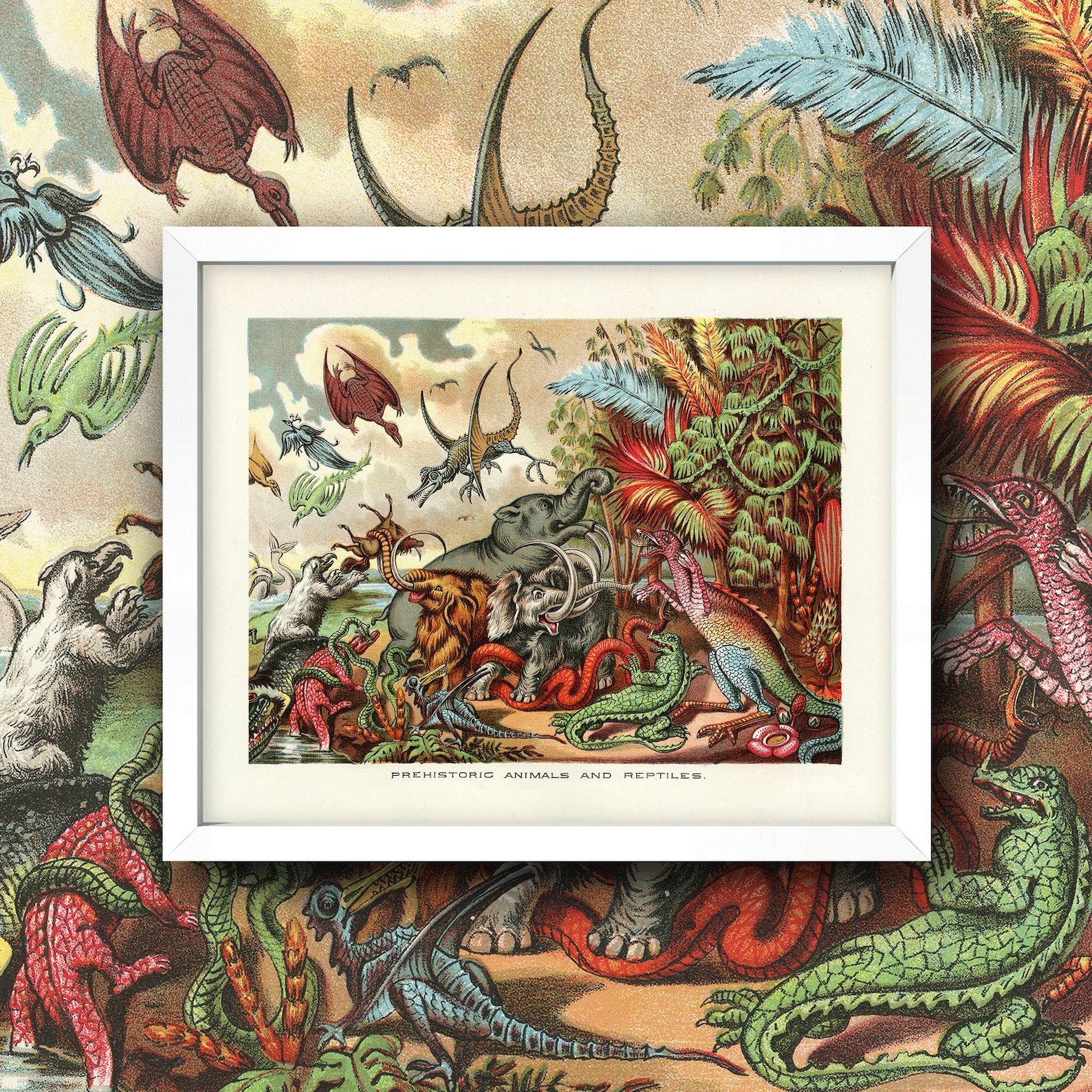 Vintage Dinosaurs Poster Prehistoric Animals & Reptiles - Etsy