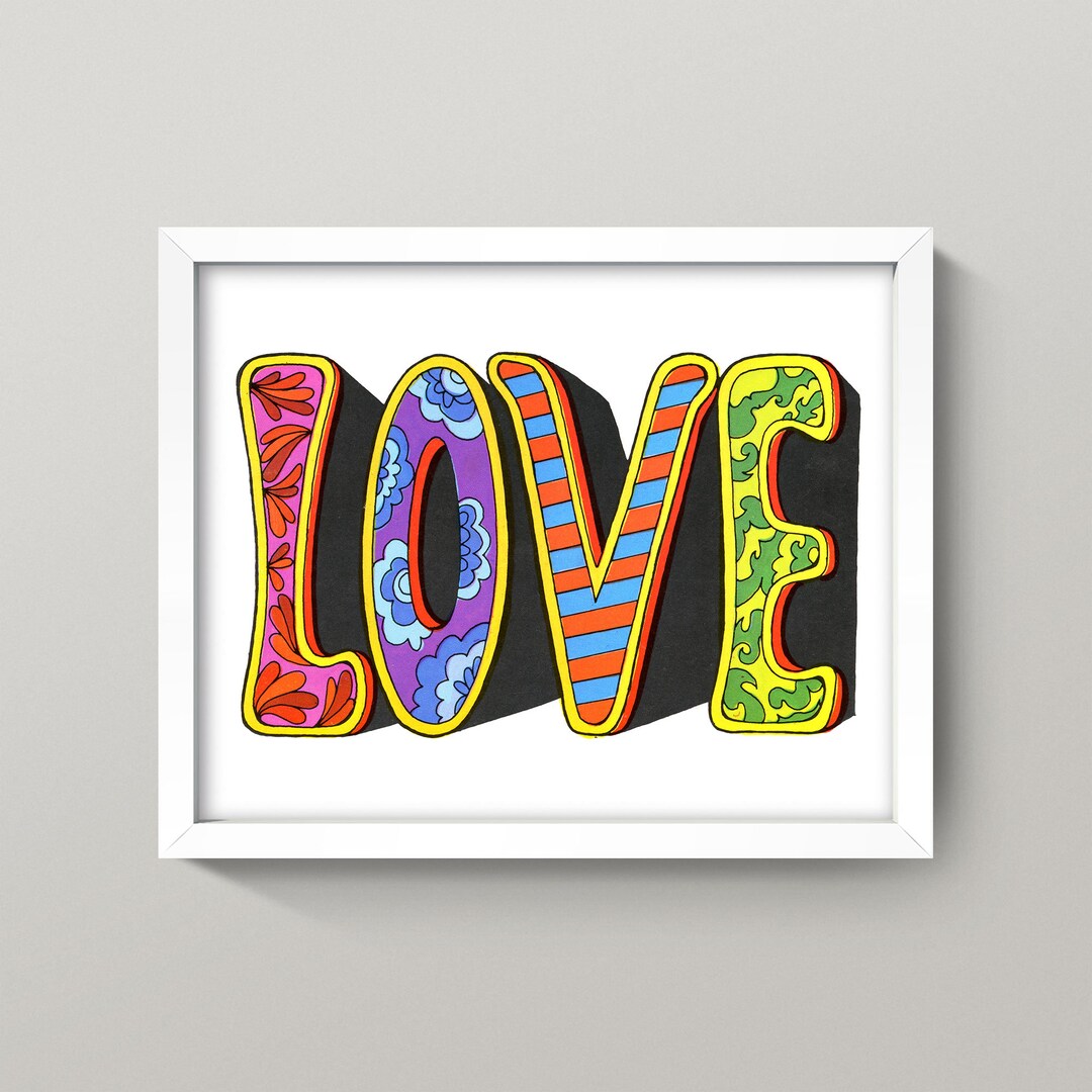 Mod "love" Print • 8x10 Wall Art • High Quality Giclée Print! Groovy ...