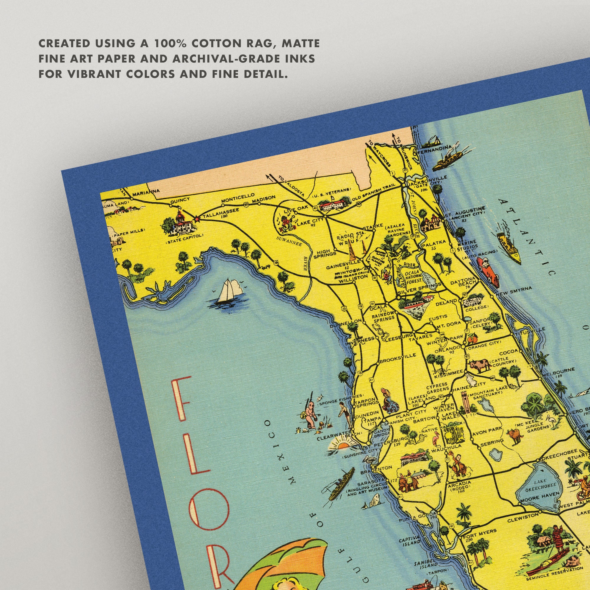 Vintage Florida Print Retro Florida Poster 4 Sizes | Etsy