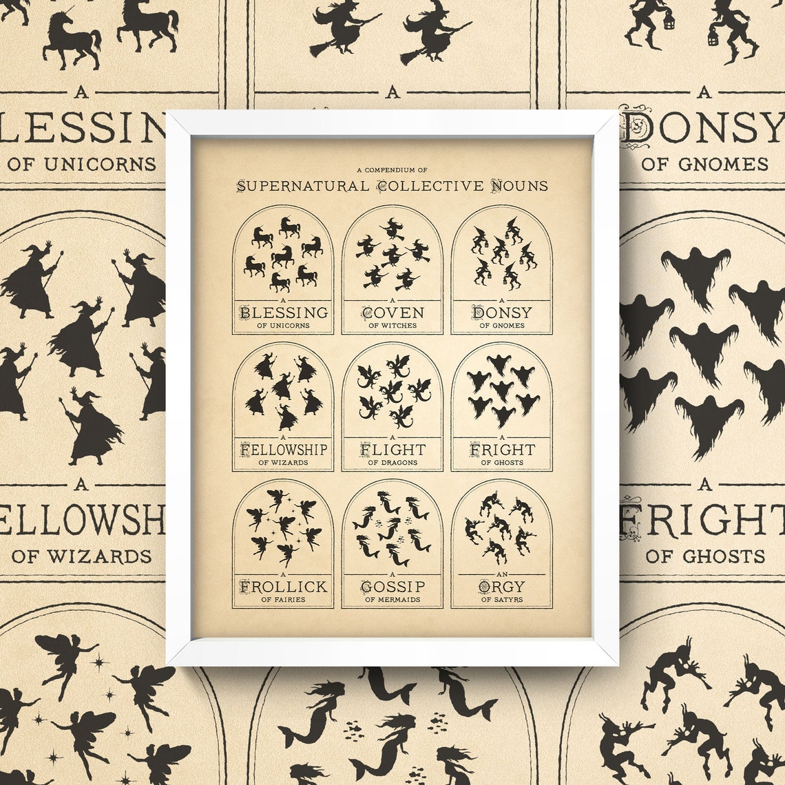 Supernatural Collective Nouns Chart 4 Sizes Unicorns | Etsy