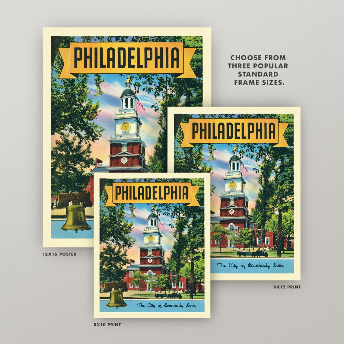Vintage Philadelphia Print Antique Philly Poster 4 Sizes | Etsy