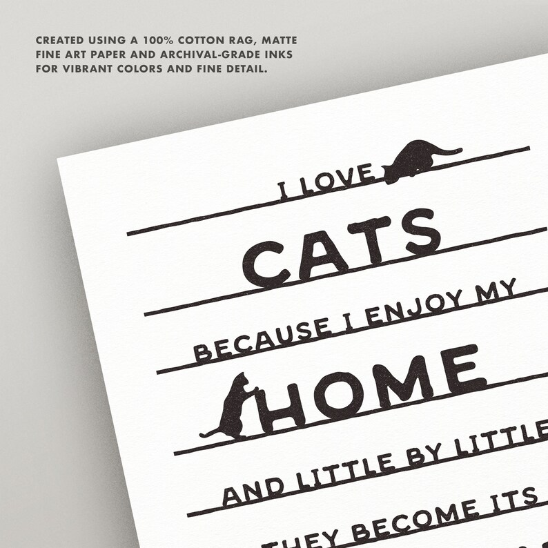Cat Quote Print • 8x10 Wall Art • High Quality Giclée Print • Jean ...