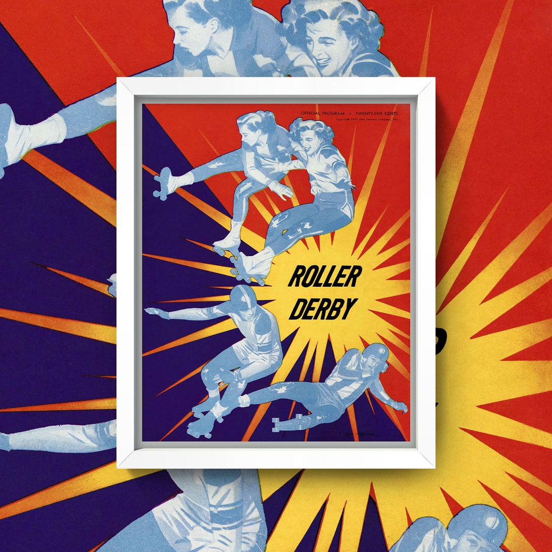 Vintage Roller Derby Print • 8X10 Wall Art • Retro Roller Derby Program ...