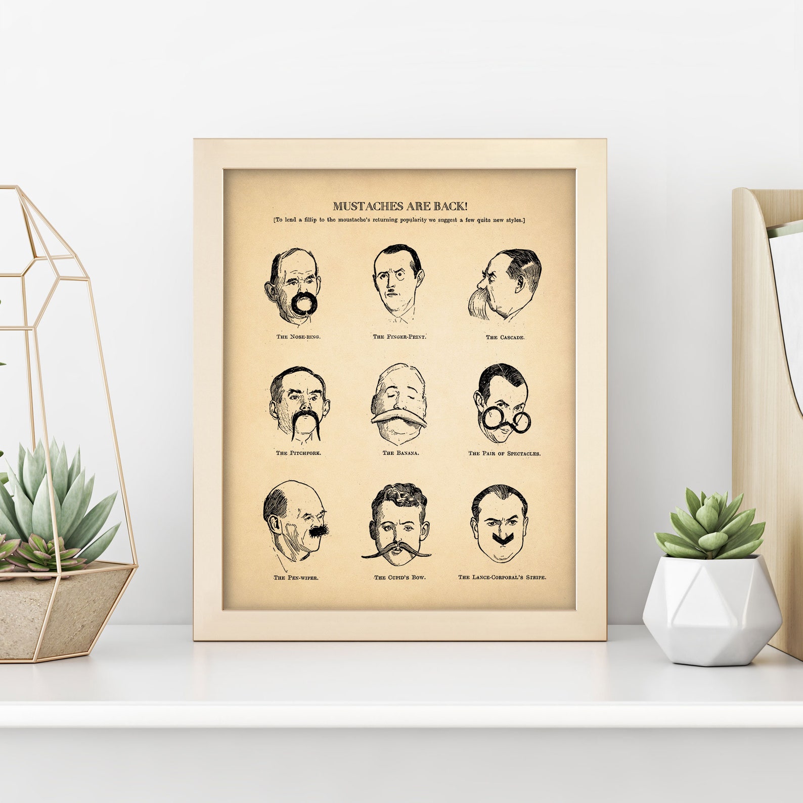 Mustache Print Vintage Mustache Type Chart 3 Sizes | Etsy