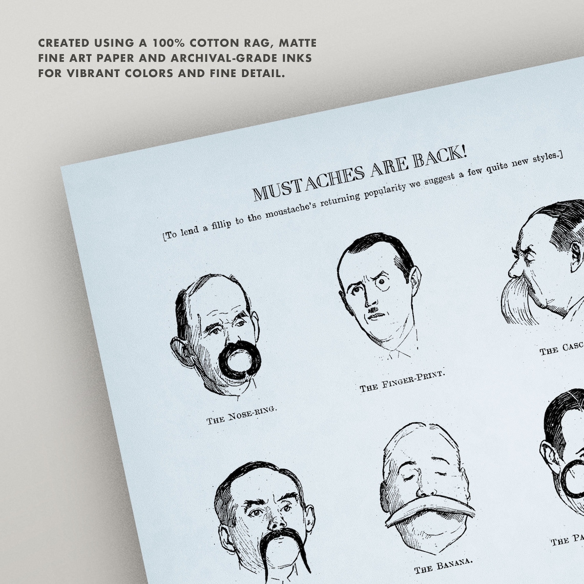 Mustache Print Vintage Mustache Type Chart 3 Sizes - Etsy