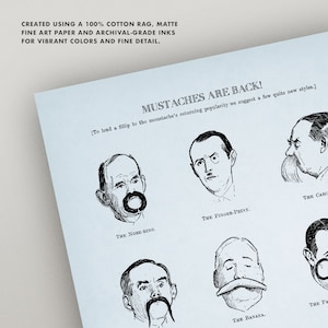 Mustache Print • Vintage Mustache Type Chart • 3 Sizes! • Choose Your ...