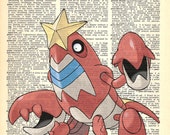 Items similar to Crawdaunt Pokemon Dictionary Art Print on Etsy