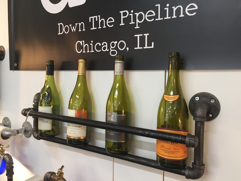 Industrial 7 Bottle Wine Rack With Security Bar Made of Pipes - Etsy