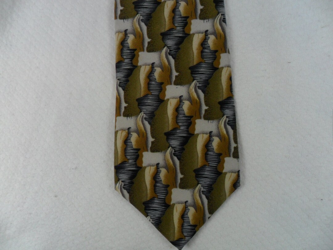 Vintage Cocktail Tie Wine as Seen Under the Microscope Pure Silk Gold ...