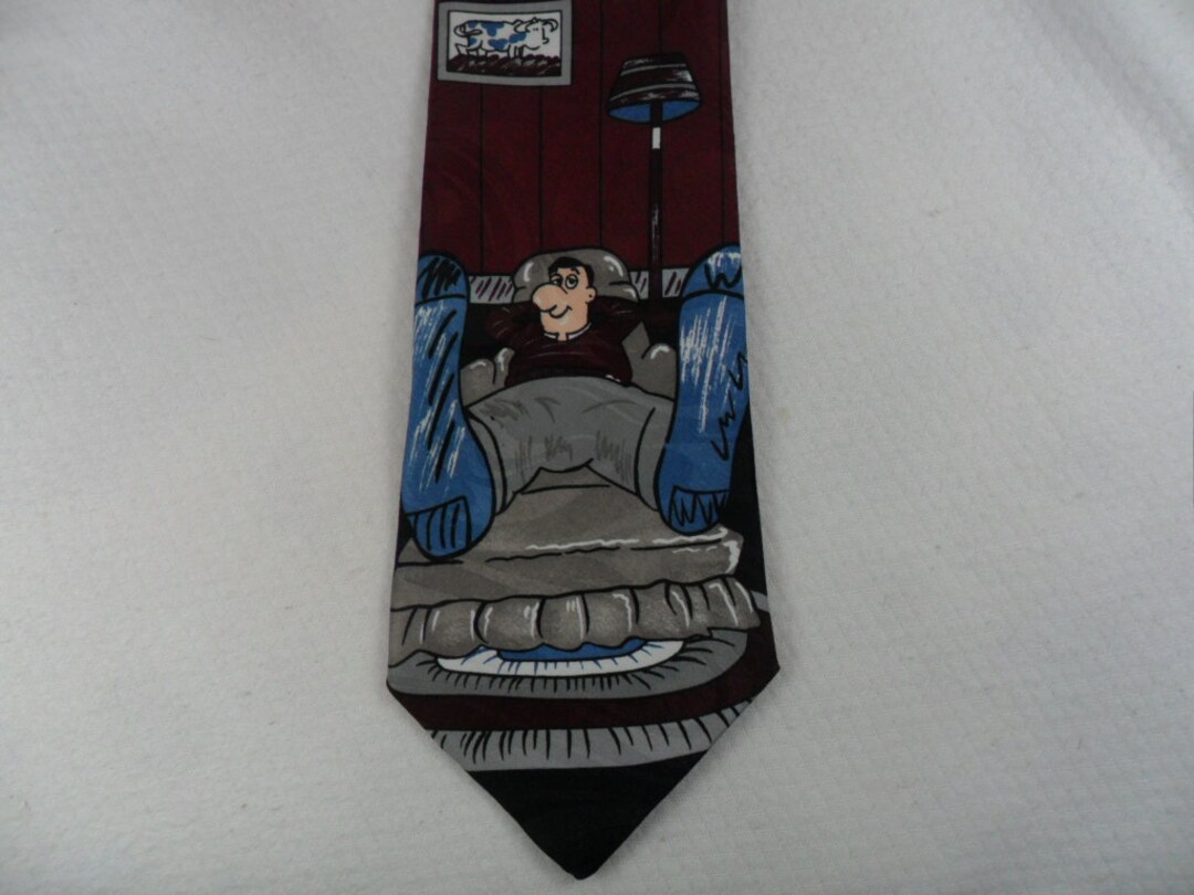 Vintage Couch Potato Tie USA Man on Couch Hallmark Cards Novelty Tie ...