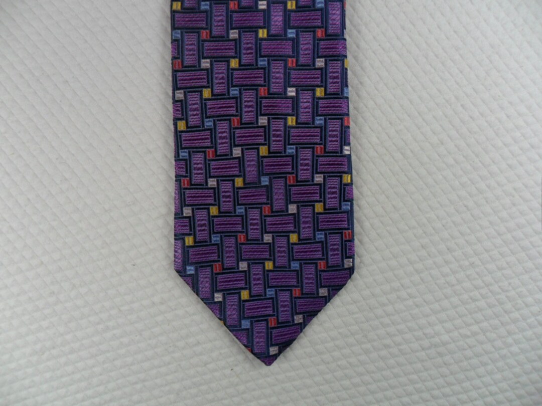 Extra Long Moorman Clothiers Vintage Tie Pure Silk Purple With Textured ...