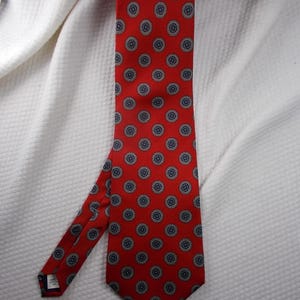 Vintage Mario Valentino Tie USA Pure Silk Red Geometric Medallions ...